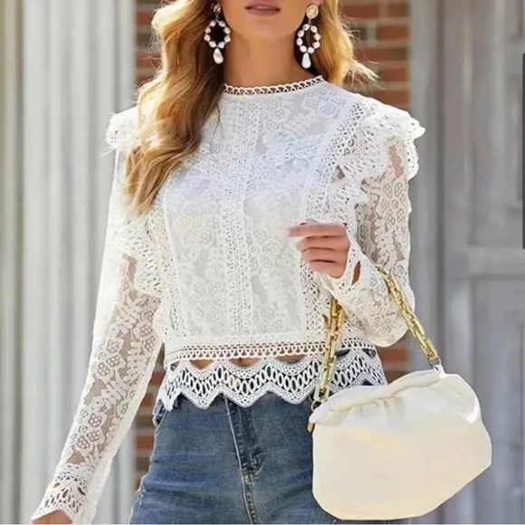 pretty savage boutique | Tops | Boutique White Country Cottage Top ...